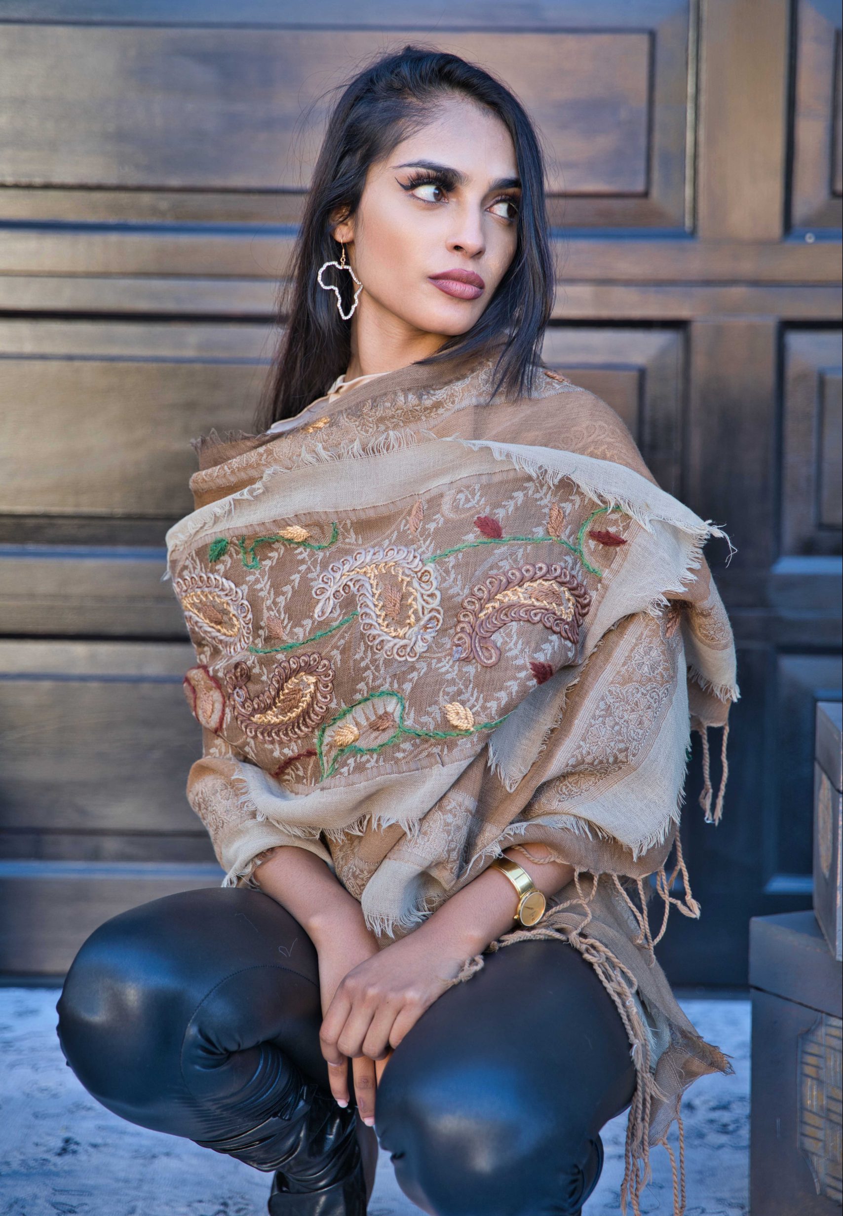 Luxury Vintage Style Layered Scarf – Red Diamond Luxury