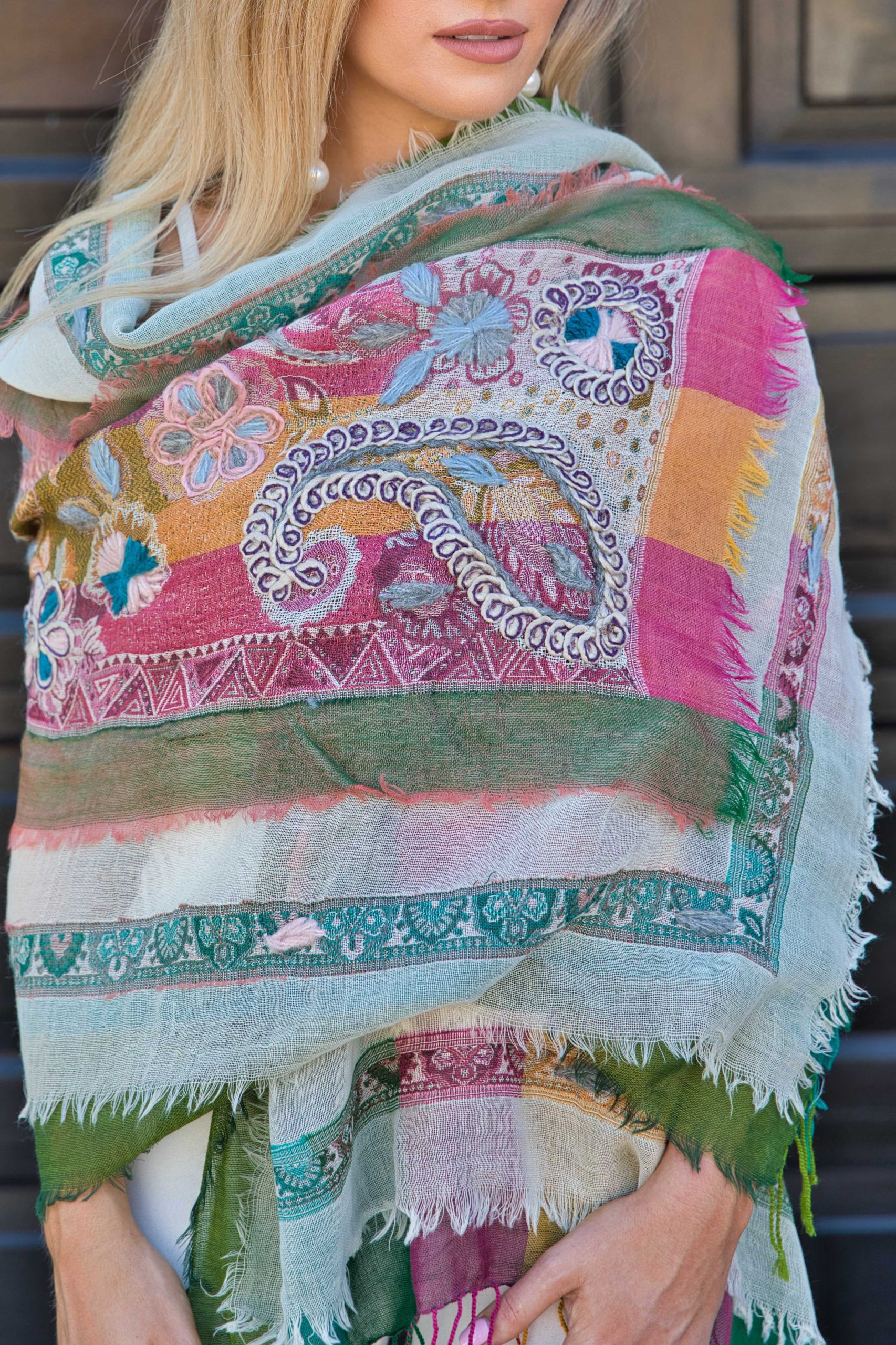 Luxury Vintage Style Layered Scarf – Red Diamond Luxury