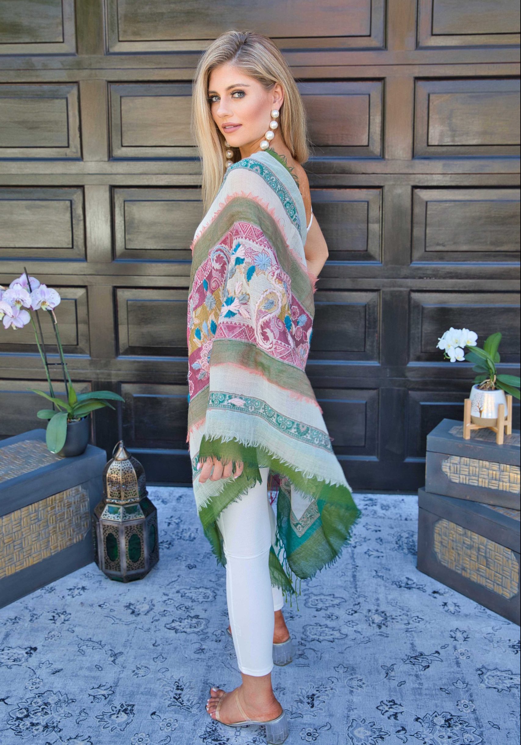 Luxury Vintage Style Layered Scarf – Red Diamond Luxury